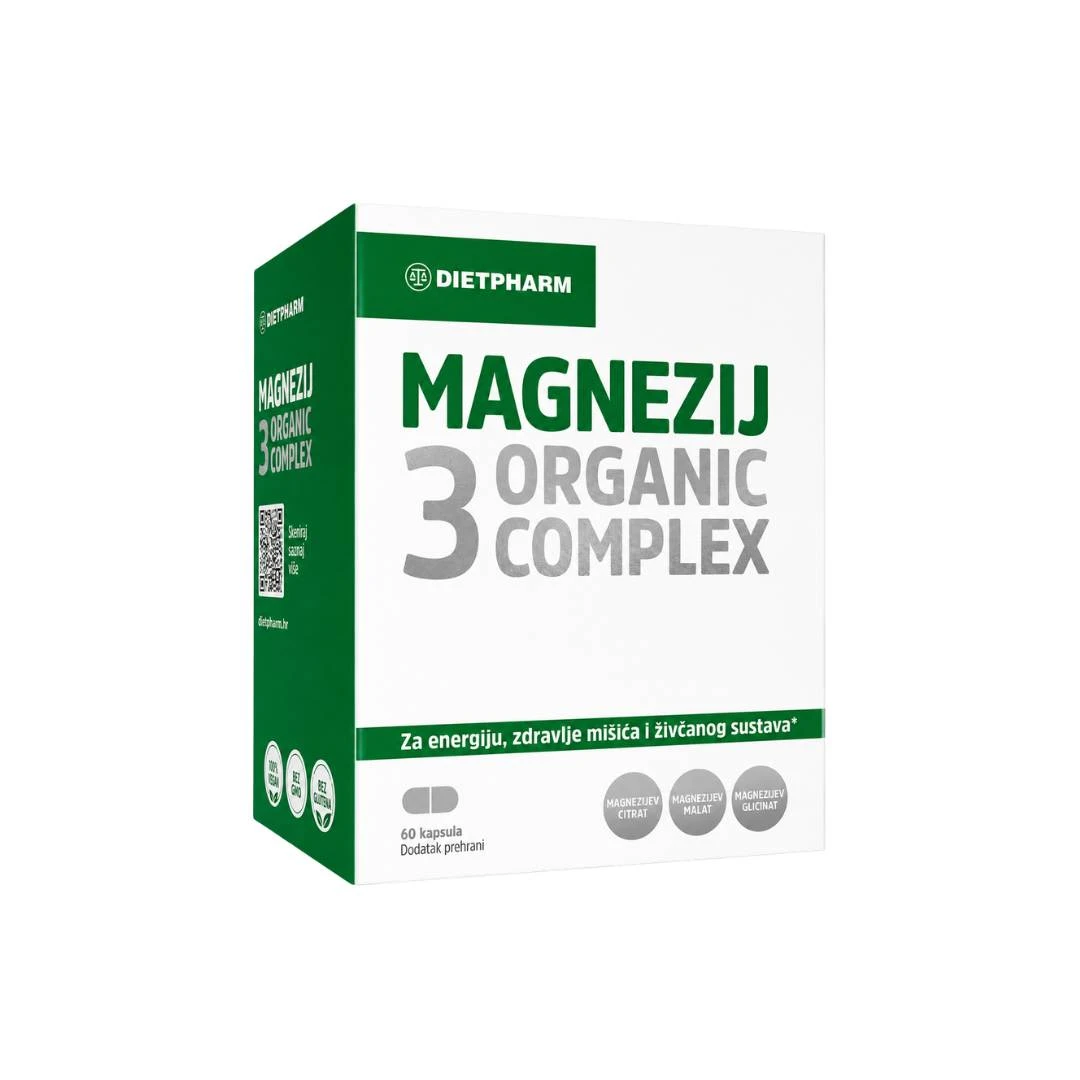 DIETPHARM Magnezijum 3 Organic Complex 60 Kapsula; Magnezijum Citrat, Magnezijum Malat i Magnezijum Bisglicinat