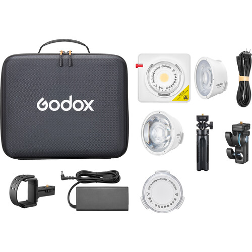 Godox ML100Bi K1 Bi-Color Portable LED Light (15°, 36° Lens & Power Bank Holder Kit)
