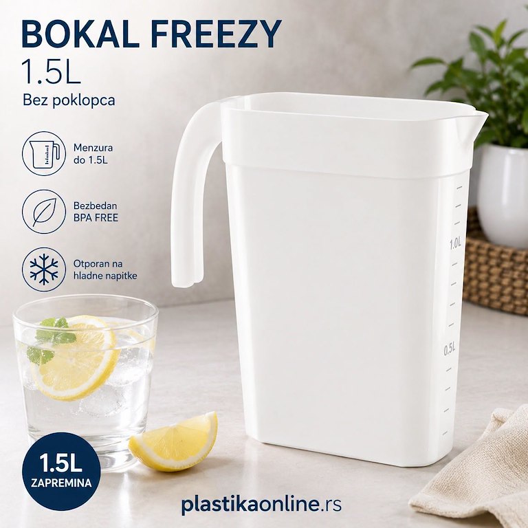 Bokal 1,5l Freezy siva
