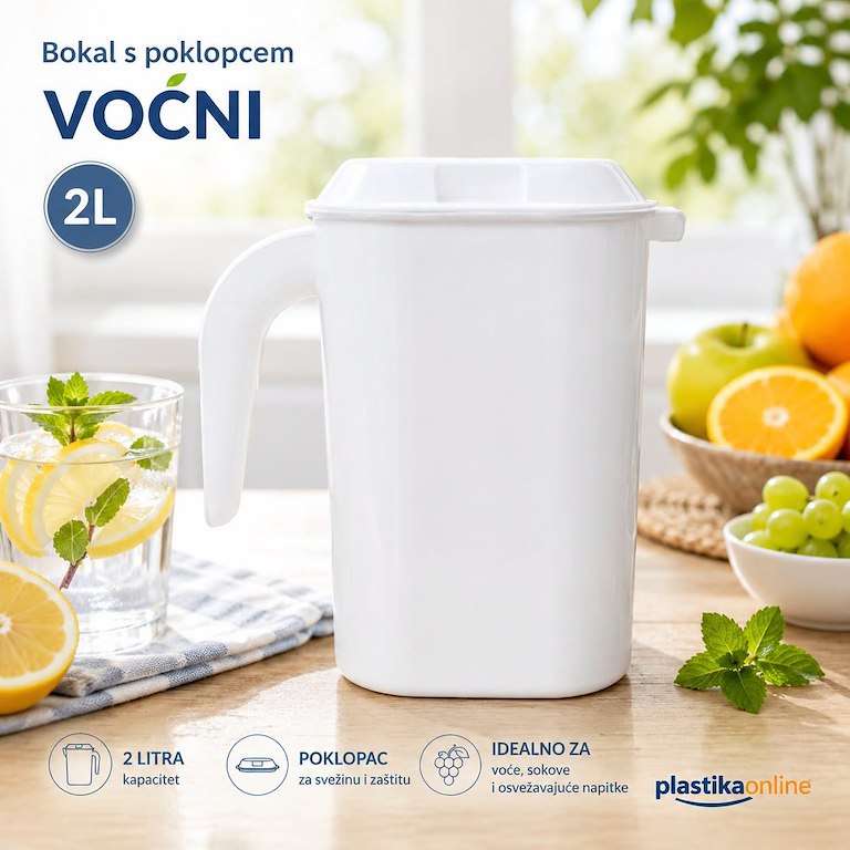 Bokal s poklopcem 2l Voćni beli