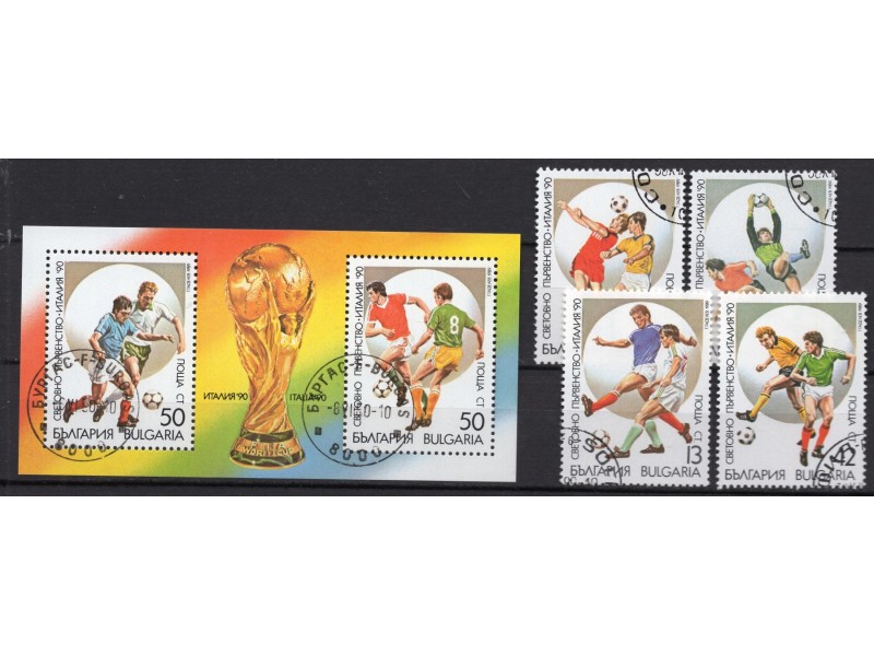 446 - Bugarska 1990 - Fudbal - žigosana serija + blok