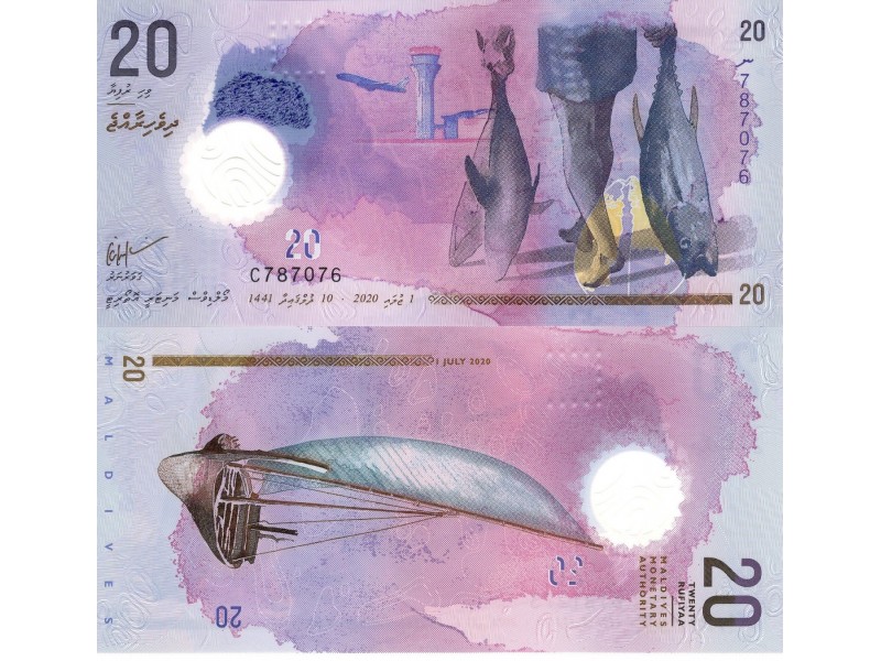 MALDIVES Maldivi 20 Rufiyaa 2020 UNC, P-27 Polymer