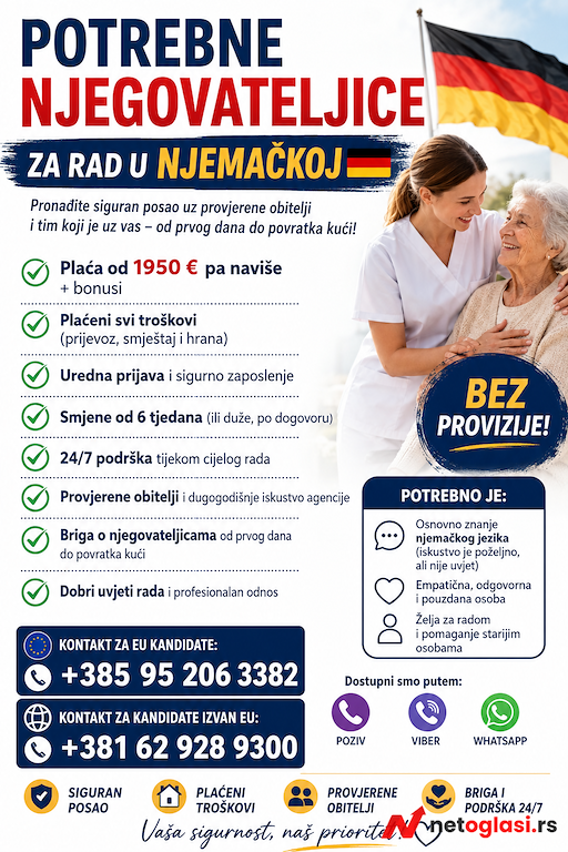 Posao za njegovateljice u Njemackoj
