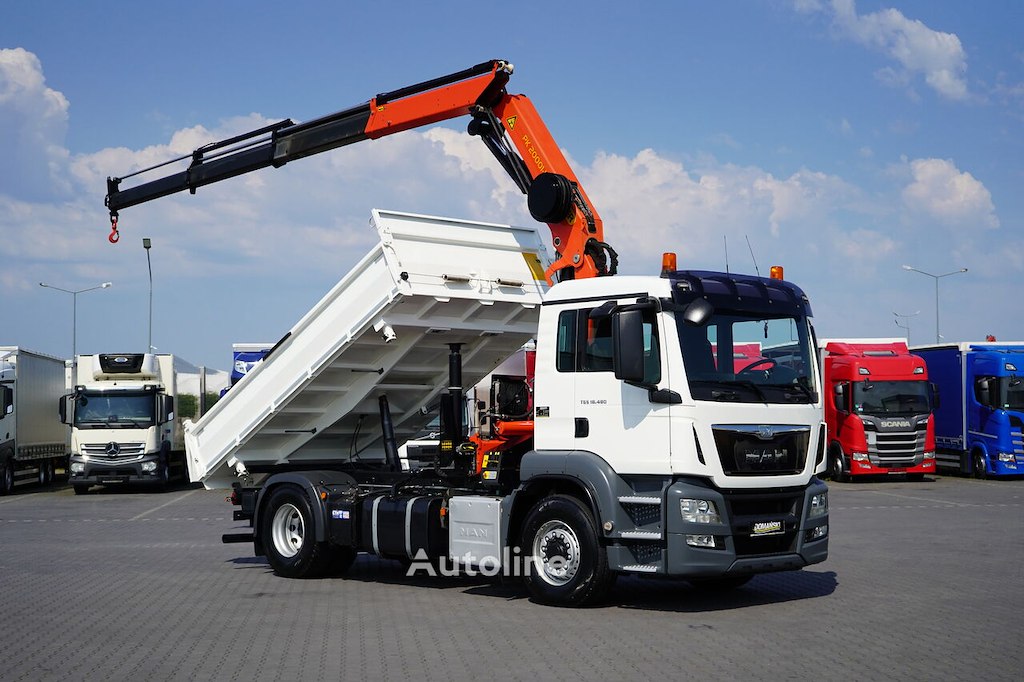 MAN TGS / 18.480 / E 6 / 4 X 4 / WYWROTKA + HDS / PALFINGER PK 20001 kiper
