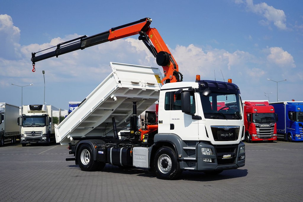 MAN TGS / 18.480 / E 6 / 4 X 4 / WYWROTKA + HDS / PALFINGER PK 20001 kiper