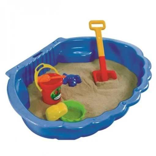 3u1 Set za igru u pesku – Dohany peščanik školjka plavi + Leo kofica + grabuljica
