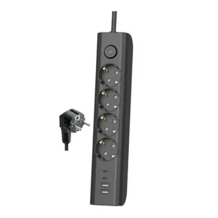 Elco 4 utičnice/2 USB-A/2 USB-C 2m Crni 3680W Produžni kabl sa prekidačem