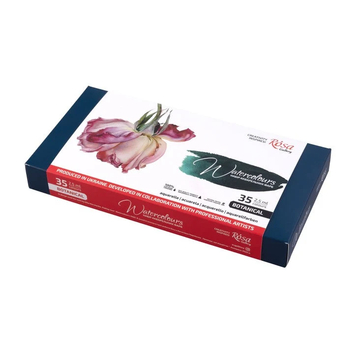 Set akvarel boja "Botanical" ROSA GALLERY, metalna kaseta, 35 boja, pune kocke