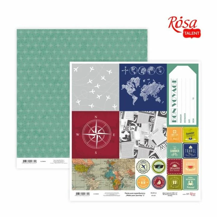 Papiri za scrapbooking 30.48 x 30.48 cm Make your journey – No. 4