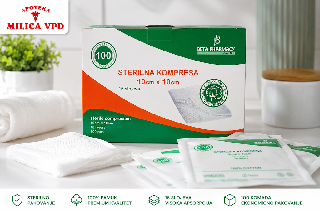 Kompresa sterilna 10 × 10 cm Beta – 16 slojeva