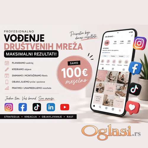 Vođenje društvenih mreža – 100 € mesečno
