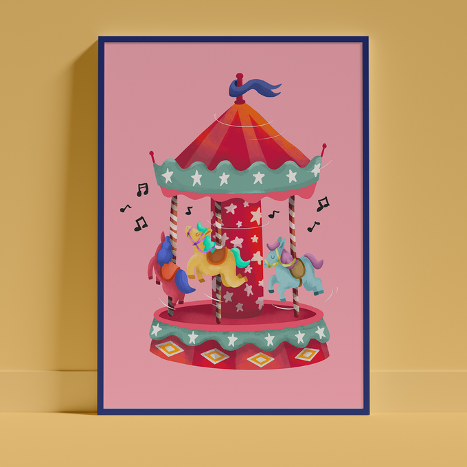 Muzička vrteška – ilustracija za dečju sobu