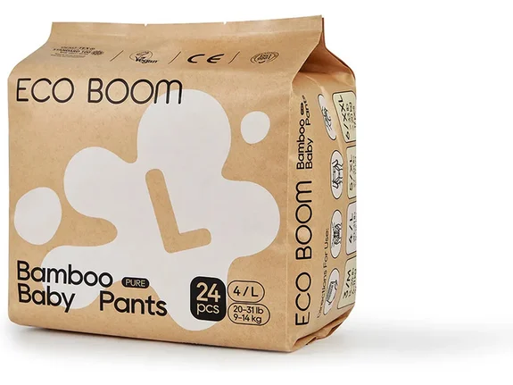 Eco Boom Pelene gaćice za bebe biorazgradive L 9-14kg 24kom