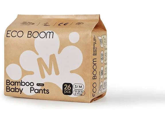 Eco Boom Pelene gaćice za bebe biorazgradive M 6-11kg 26kom