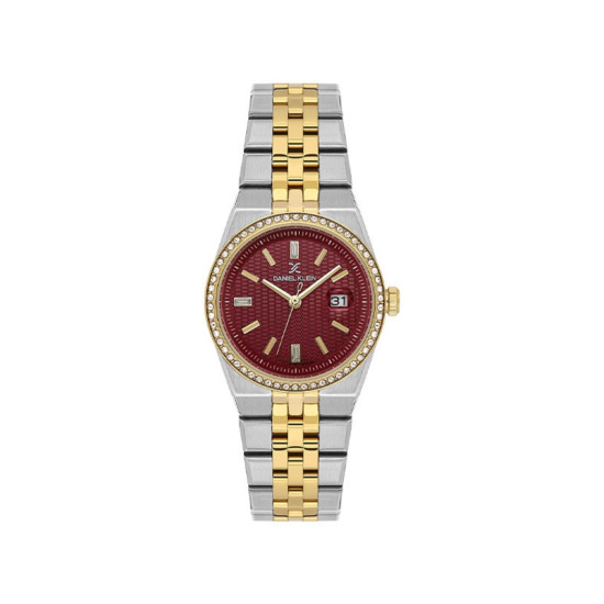 DANIEL KLEIN DK14717-5 ženski sat Crystal Elegance Date Two Tone Bordo Textured Dial 30mm Bestseller