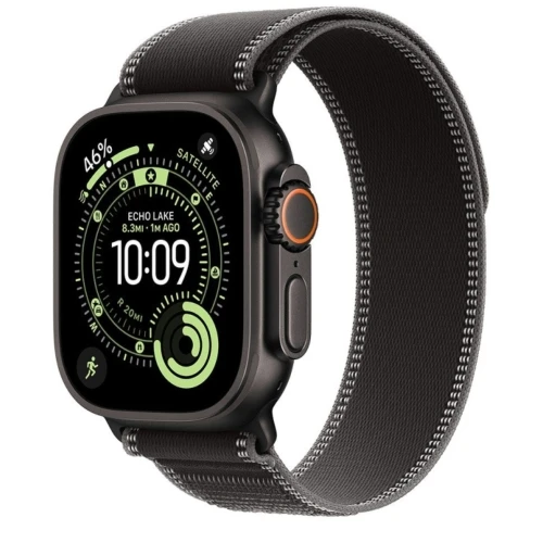 Apple Watch Ultra 3. 49mm Black Titanium Case with BlackCharcoal Trail Loop - ML mf1h4pma
