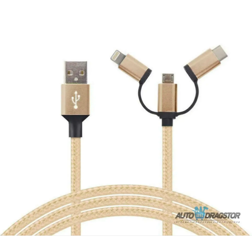KABAL ZA MOBILNI SA 3 RAZLICITA PRIKLJUCKA USB A 2.0 / 3 w 1 - 2,4A DUŽINA KABLA 1m