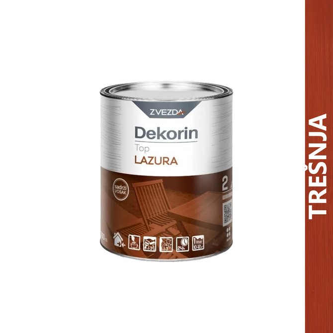 DEKORIN top lazura za drvo sa voskom 0.75l trešnja