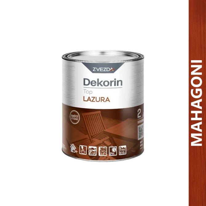DEKORIN lazura za drvo sa voskom mahagoni 0.75l
