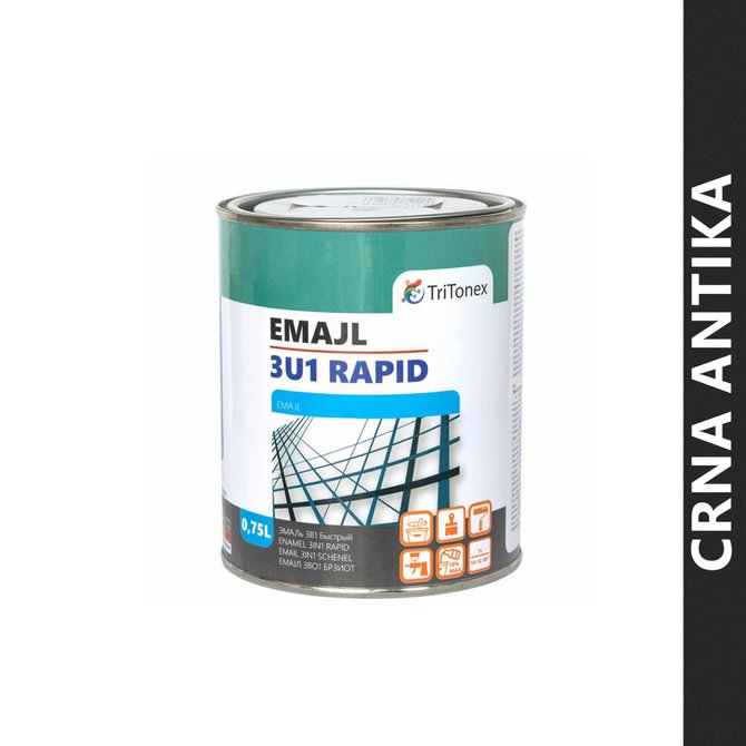 TRITONEX emajl za metal 3 u 1 rapid 0.75l crna antika