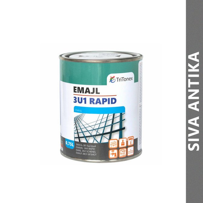 TRITONEX emajl za metal 3 u 1 rapid 0.75l siva antika