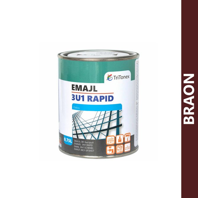 TRITONEX emajl za metal 3 u 1 rapid 0.75l braon