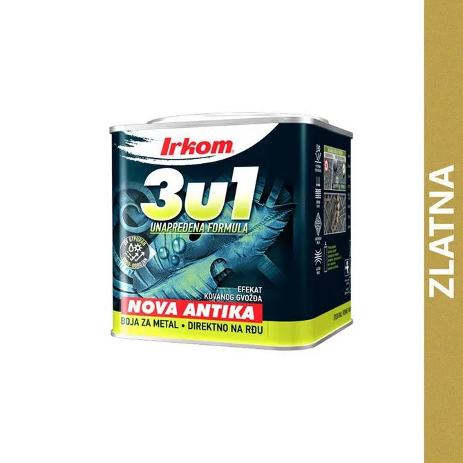 IRKOM 3 u 1 boja za metal antika zlatna 1kg