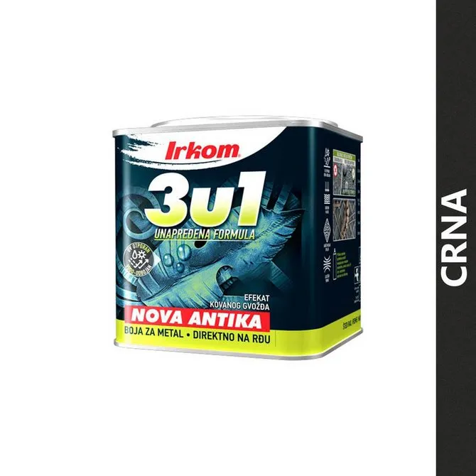 IRKOM 3 u 1 boja za metal antika crna 1kg