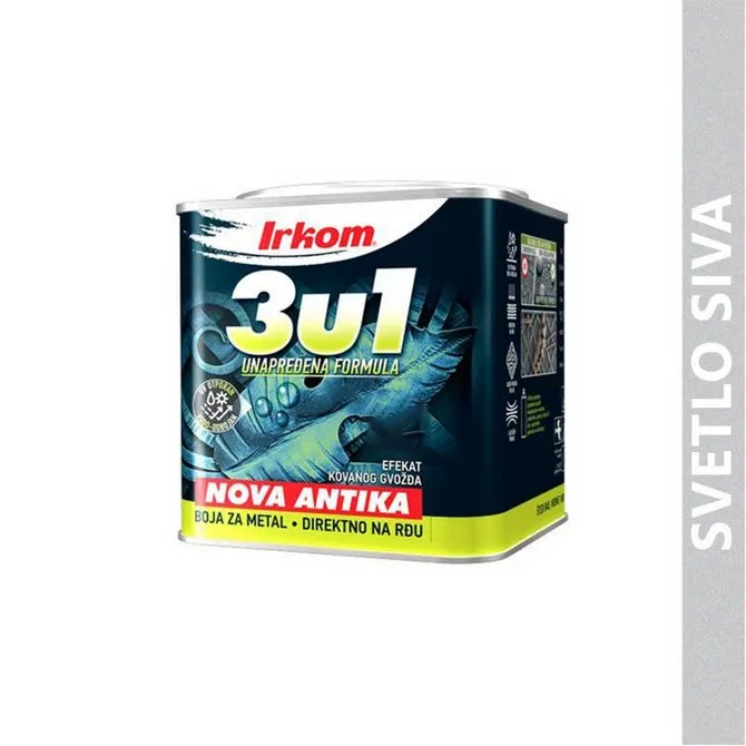 IRKOM 3 u 1 boja za metal antika svetlo siva 1kg