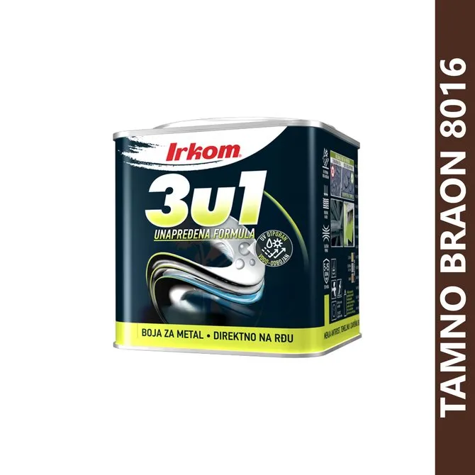 IRKOM 3 u 1 boja za metal tamno braon 1kg