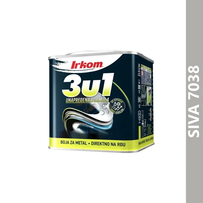 IRKOM 3 u 1 boja za metal siva 1kg