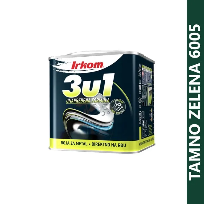 IRKOM 3 u 1 boja za metal tamno zelena 1kg