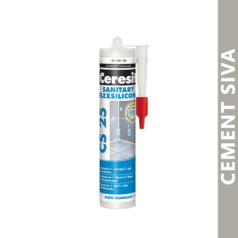 CERESIT CS25 sanitarni silikon 280 ml cement siva 12