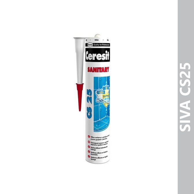 CERESIT CS25 sanitarni silikon 280 ml siva