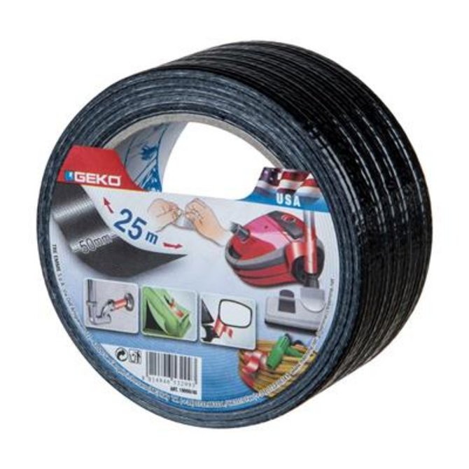 Crna armirana traka 50mm x 25m Geko PE