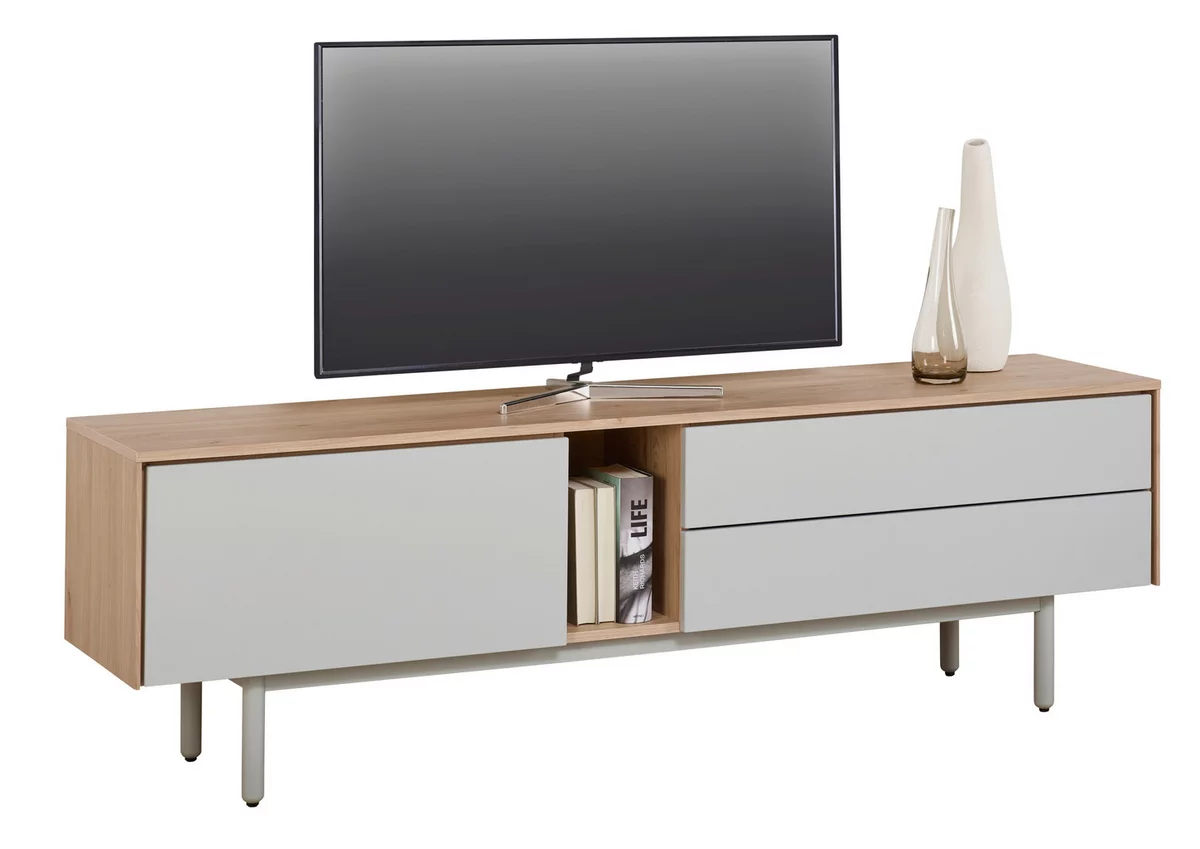 NISKA KOMODA 180/56/40 cm siva, boja hrasta