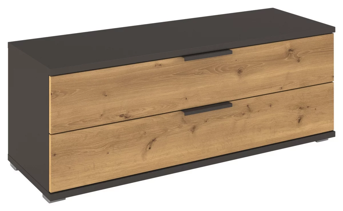 NISKA KOMODA 121/45/42 cm grafitno siva, boja hrasta