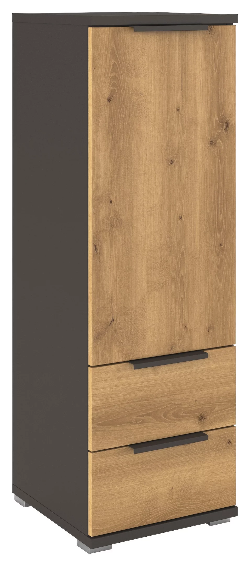 KOMODA 40/122/42 cm grafitno siva, boja hrasta