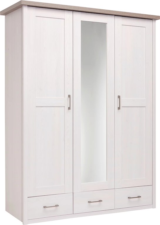 Carryhome ORMAR ZA ODEĆU bela, braon, boja pinije 148/201/62 cm