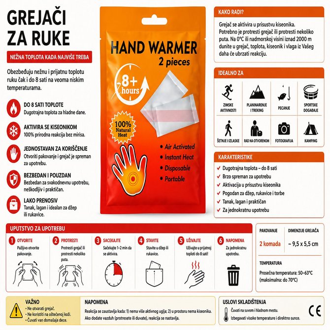 Pakovanje grejača za ruke