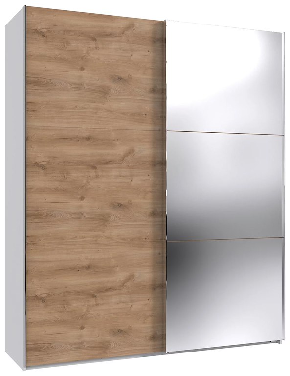 ORMAR - VISEĆA KLIZNA VRATA bela, hrastova daska 150/216/65 cm