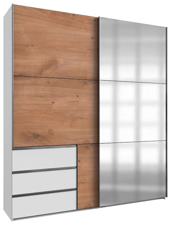 ORMAR - VISEĆA KLIZNA VRATA bela, hrastova daska 200/236/65 cm