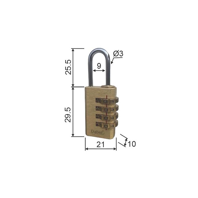 DABEL katanac sa šifrom KA2000 Ms 21x10/35/22/9/3mm