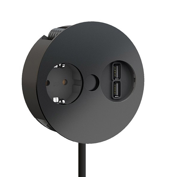 *TWIST Ugrad.utic.1xšuko,1xd.USB punj.5V/3,1A,kabl 2m,crni