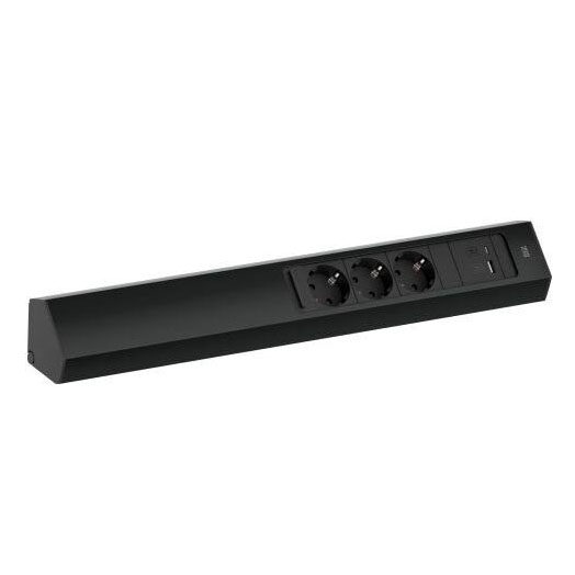 CASIA 2 Kuhinj.ugao.uticn.ALU,3xšuk,1xUSB A/C charg,crna,2m