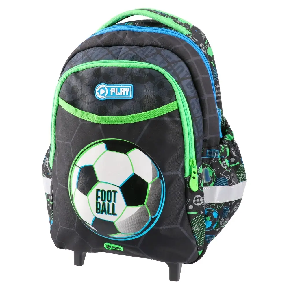 Play Predškolski ranac Neon Football Rolly, Crni