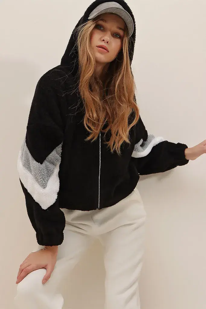 Trend Alacati Stili Ženski duks ALC-547-001, Sa kapuljačom, Crni