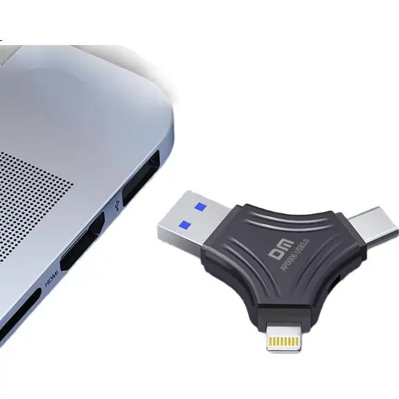 DM Damai USB Flash memorija, 256GB, USB 3.0, Type-C, Lightning, Crna