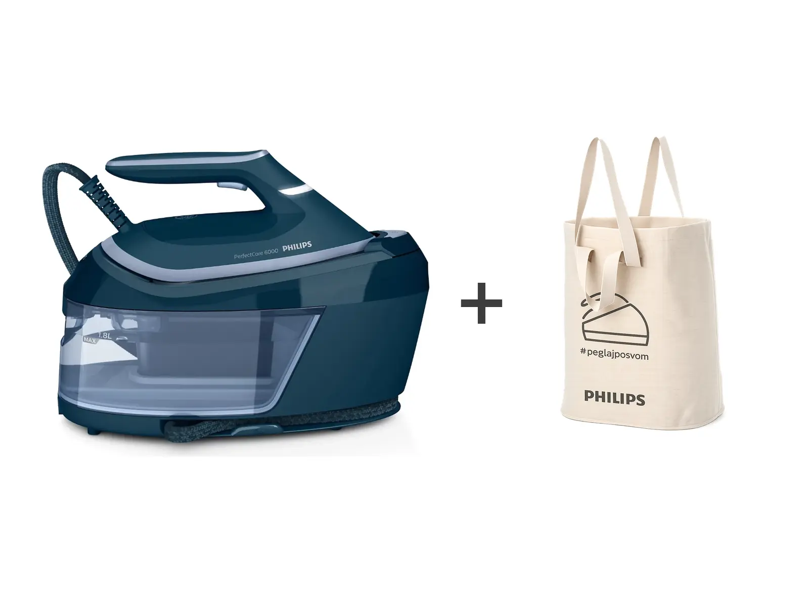 Philips Parna stanica PSG6023/20, 2400 W, 1.8 l, Plava + Korpa za veš