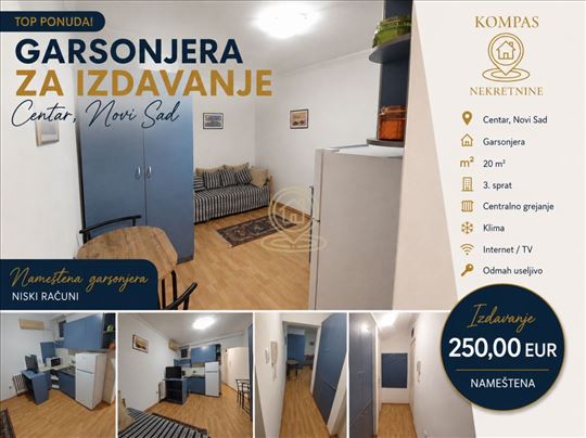 Garsonjera u Centru Novog Sada, 20 m², 3. sprat